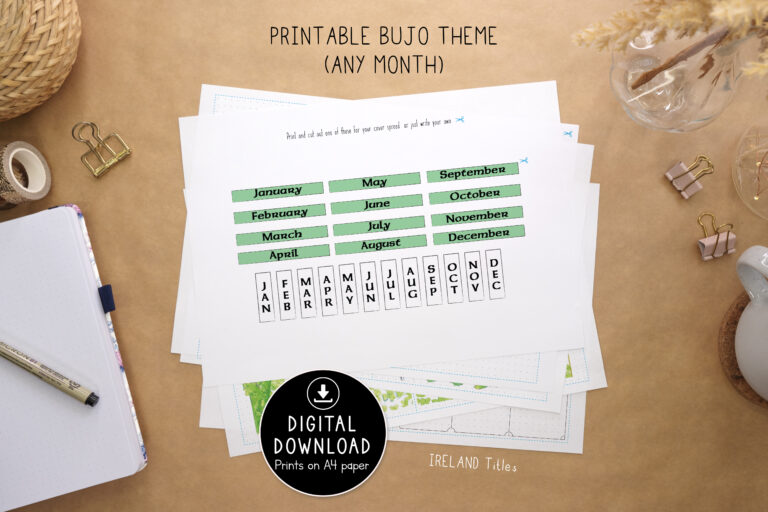 Ireland Bullet Journal Blank Theme / Printable for Journal or Planner ...